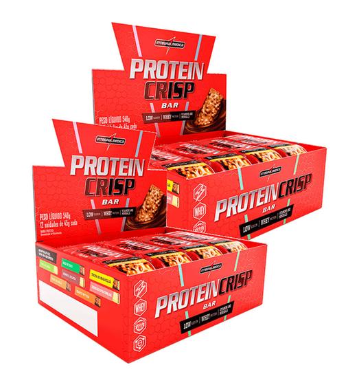 KIT 2X Caixa 12 un Barra De Proteina Integral Médica Protein Crisp ...