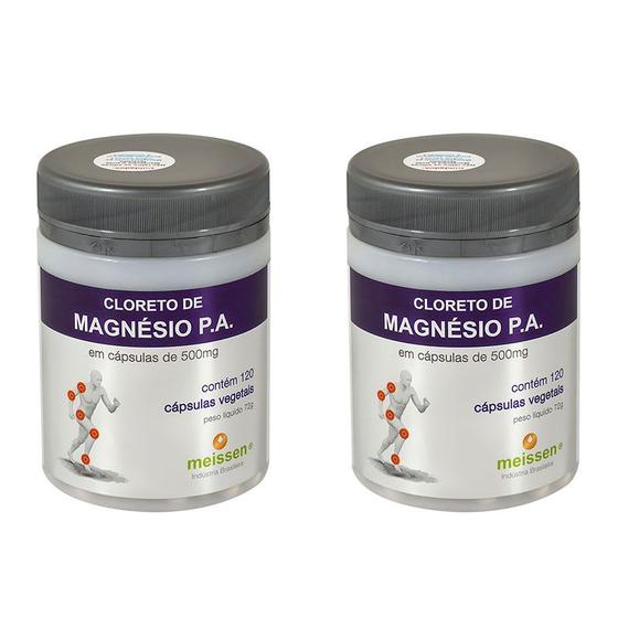 Kit 2X Cloreto De Magnésio P.A. -120 Cápsulas De 500 Mg - Meissen - Cloreto de Magnésio ...
