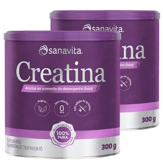 Kit 2x Creatina 300g 100 Pura Monohidratada Micronizada Sanavita