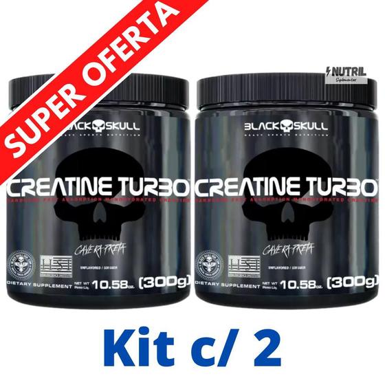 Kit 2X Creatina Monohidratada Creatine Turbo Black Skull 300g - Energia ...