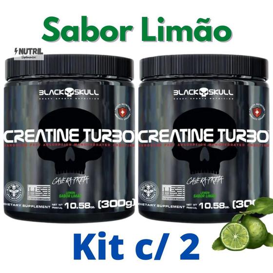 Kit 2x Creatina Monohidratada Creatine Turbo Black Skull 300g Energia