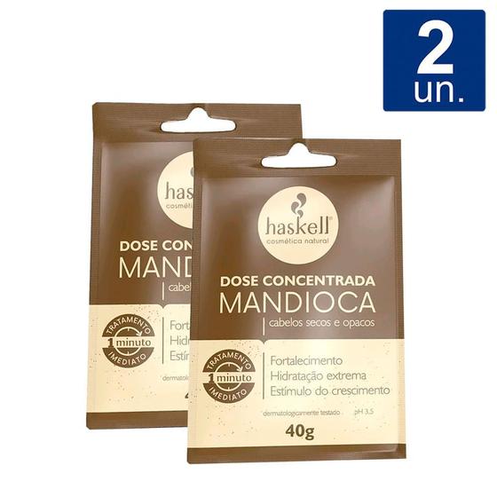 Kit 2X Dose Concentrada Haskell Mandioca Tratamento Imediato Sachê 40g - Kit de Tratamento para ...