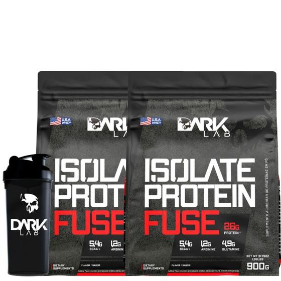Kit 2x Isolate Protein Fuse 900g + Coqueteleira 700ml Dark Lab - Whey ...