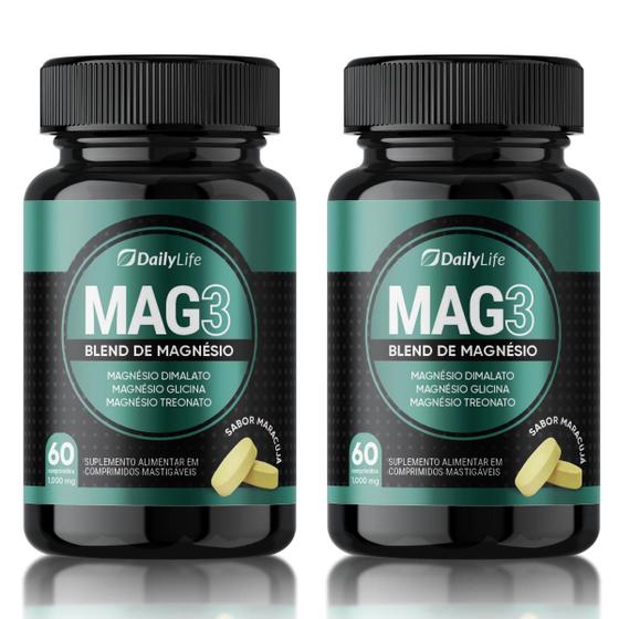 Kit 2x Mag3 Magnesio Treonato Dima lato Glicina 60 Tabletes Saborizados ...
