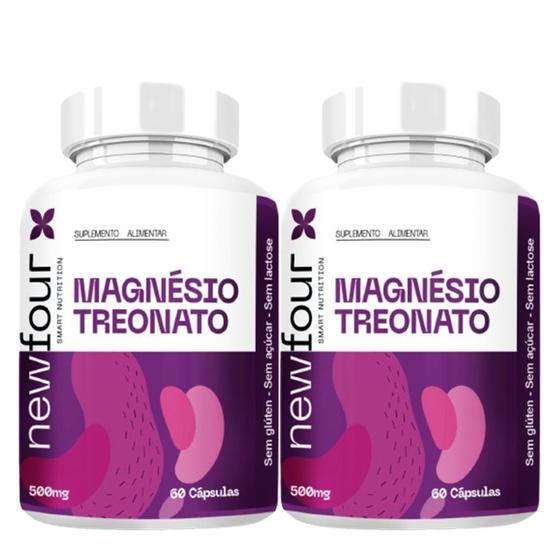 Kit 2x Magnesio Treonato 500mg 60 caps NewFour - Rei terra - Cloreto de Magnésio / Magnésio ...