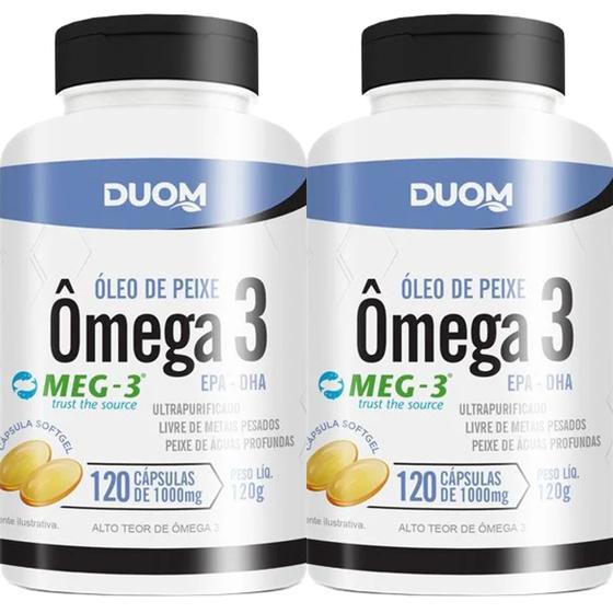 KIT 2x Ômega 3 - Óleo de Peixe ( SELO MEG - 3 ) 120 Cápsulas 1000mg ...