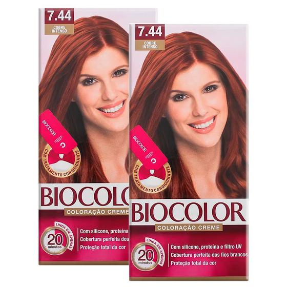 Kit 2X Tintura Creme Biocolor Cobre Intenso 7.44 Mini Kit - Tinta de ...