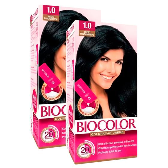 Kit 2X Tintura Creme Biocolor Preto Fundamental 1.0 Mini Kit - Tinta de ...