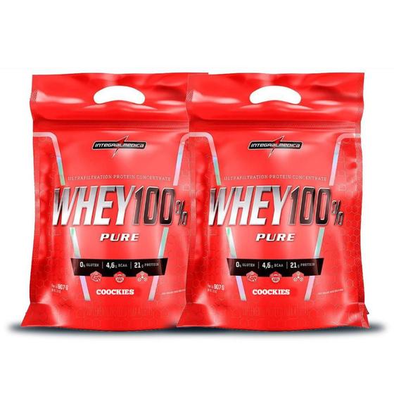 Kit 2x Whey 100 Pure 907g Cookies E Cookies Integralmedica