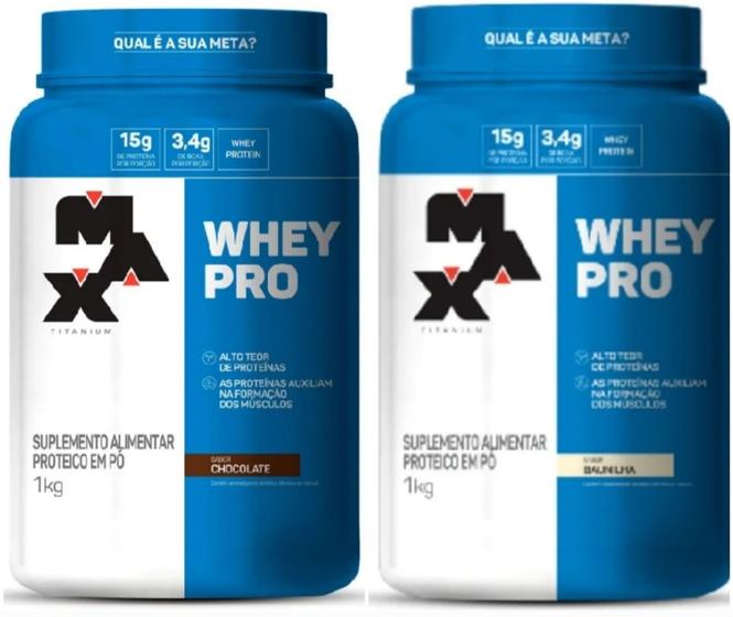 Kit 2x Whey Pro 1kg Total 2kg - Max Titanium - Whey Protein - Magazine ...