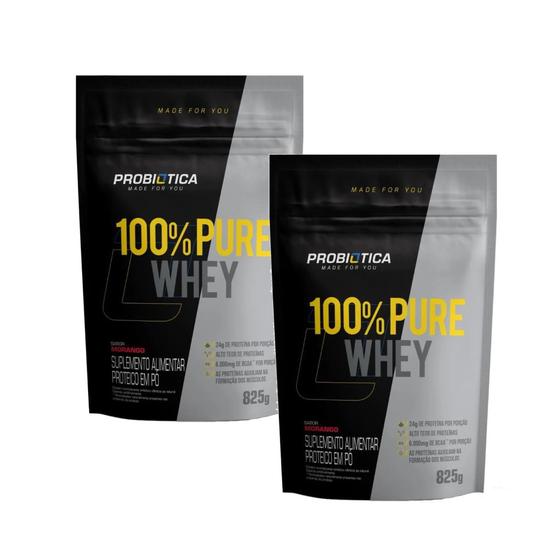 Kit 2x Whey Protein 100% Pure Whey Probiótica Refil 825g - Probiotica - Massa Muscular ...