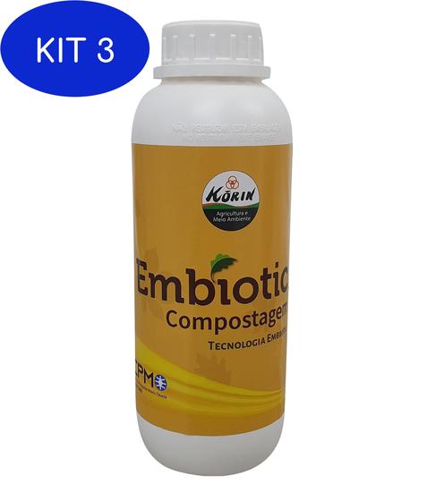 Kit 3 Acelerador De Compostagem Embiotic Line 1 Litro Korin ...