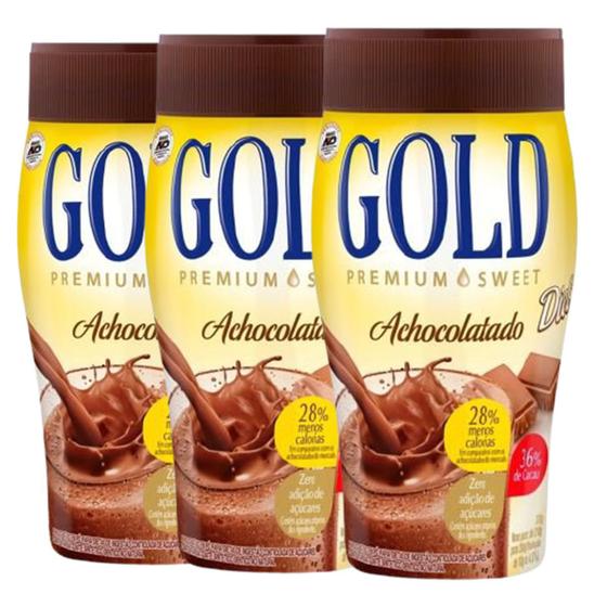 Kit 3 Achocolatado Diet Gold Vitaminado 200g - Gold Premium Sweet ...