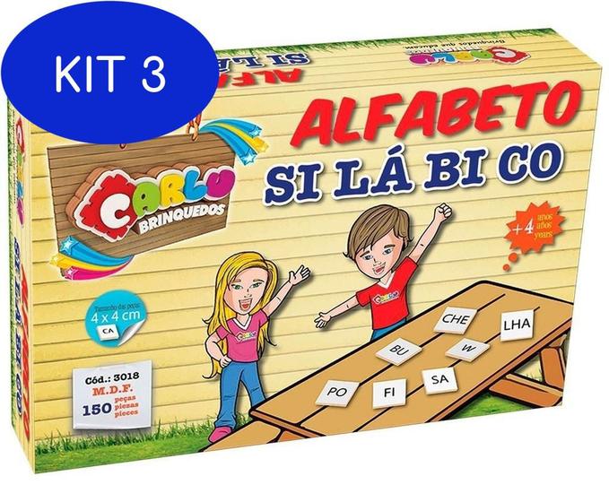 Kit 3 Alfabeto Silabico Alfabetização 150 Peças Escolar - Carlu ...