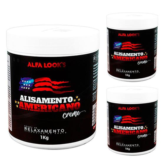 Kit 3 Alisamento Americano Para Cabelo Alfa Looks - Alfa Look's - Alisamento de Cabelo ...