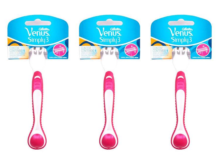 Kit 3 Aparelho Depilação Gillette Venus Simply 3 1 unidade - Aparelho ...