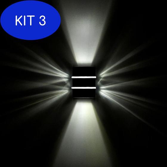 Kit 3 Arandela Externa 2 Aletas Com Facho Duplo Aberto Preta - Acende A Luz - Luminária de ...