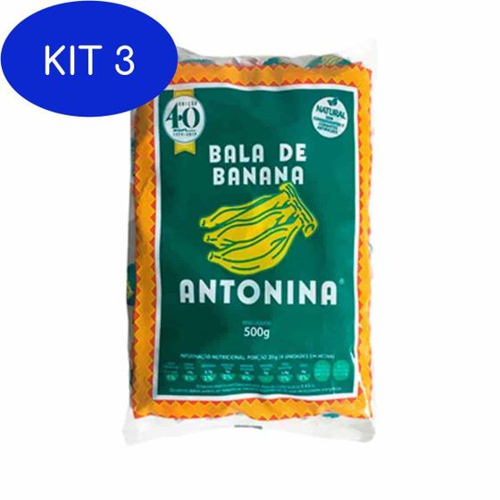 Kit 3 Bala De Banana Natural 500G - Antonina - Balas - Magazine Luiza
