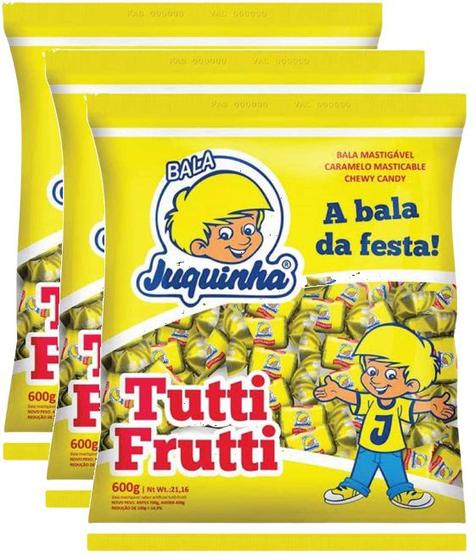 kit 3 BALA Mastigavel JUQUINHA TUTTI FRUTTI 500G - Florestal - Balas ...