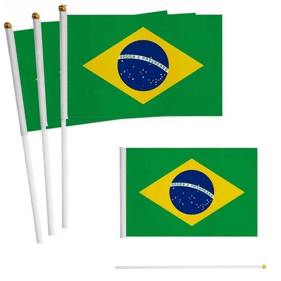 Kit 3 Bandeira Brasil C/ Haste de Mão Copa Olímpiadas 60x40 - Lu ...