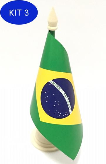 Kit 3 Bandeira De Mesa Do Brasil - Mundo Das Bandeiras - Bandeiras ...