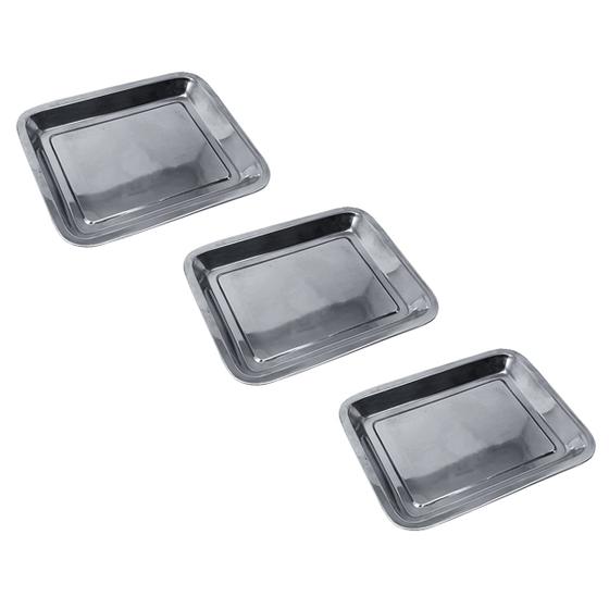Kit 3 Bandejas de Ferro Polido Retangular Buffet E Padaria Refratário ...