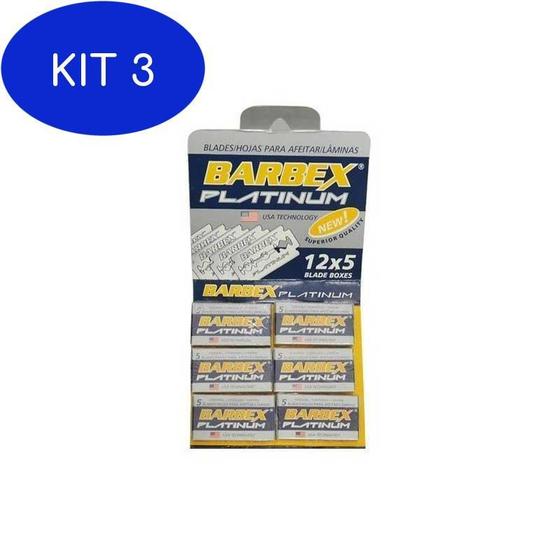 Kit 3 Barbex Lâmina Barbear Platinum 60 Peças - Lâmina e Carga para ...