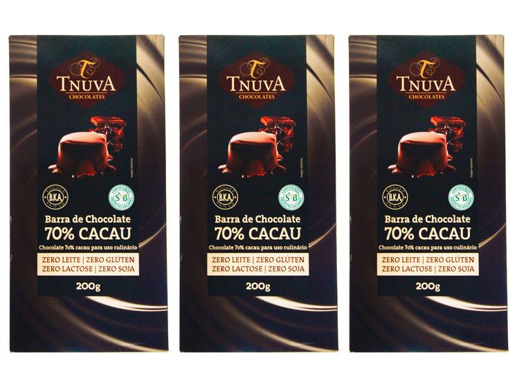 Kit 3 Barra Chocolate 70% Cacau Culinário Vegano Tnuva 200g - Chocolate ...