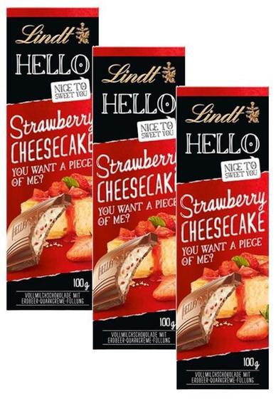 Kit 3 Barra Chocolate Lindt Hello Cheescake De Morango 100G - Chocolate ...