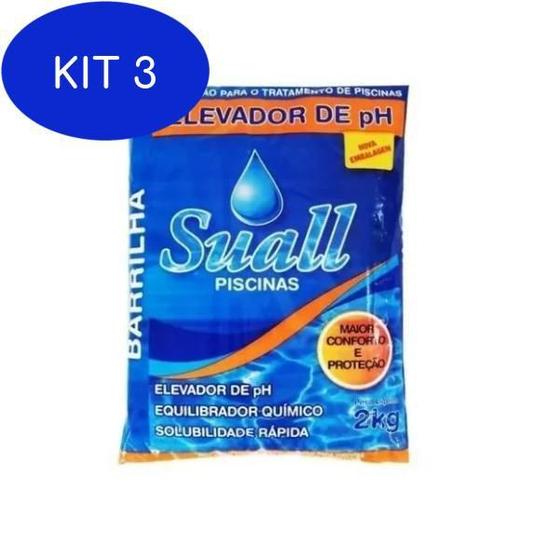 Kit 3 Barrilha Leve Elevador Ph Para Piscina 2 Kg Suall Piscinas ...
