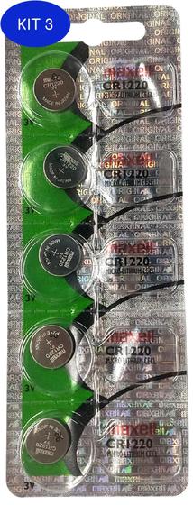 Kit 3 Bateria Cr1220 Maxell - Lithium 3V (Cartela 5 Unidades) - Maxxel - Bateria - Magazine Luiza