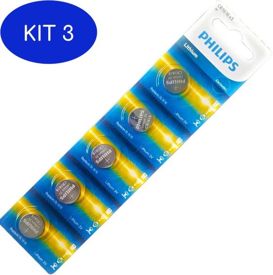 Kit 3 Bateria Cr1616 Philips - Lithium 3V (Cartela 5 Unidades) - Pilhas - Magazine Luiza