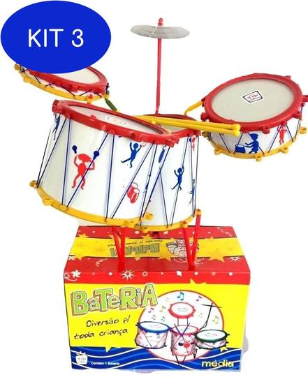 Kit 3 Bateria musical infantil 4 tambores e 1 prato tabum - Tabum ...