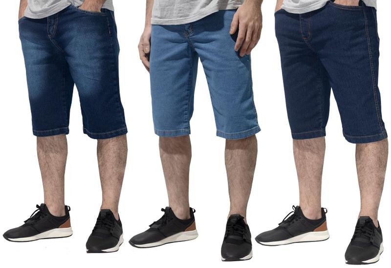 Kit 3 Bermudas Masculinas Jeans Com Lycra - Almix - Bermuda Masculina ...