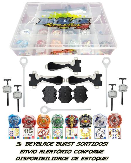 Kit 3 Beyblade Burst + 7 Lançadores 3 Grip + Maleta Beyblade - Mimo ...