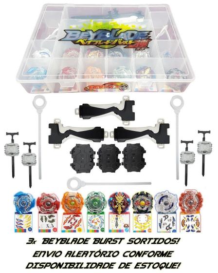 Kit 3 Beyblade Burst + 7 Lançadores 3 Grip + Maleta Beyblade - Tornado ...