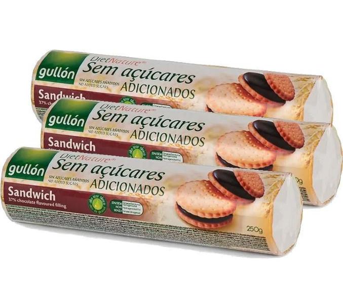 Kit 3 Biscoito Gullon Zero Açucar Sandwich Choco 250G - Gullón ...
