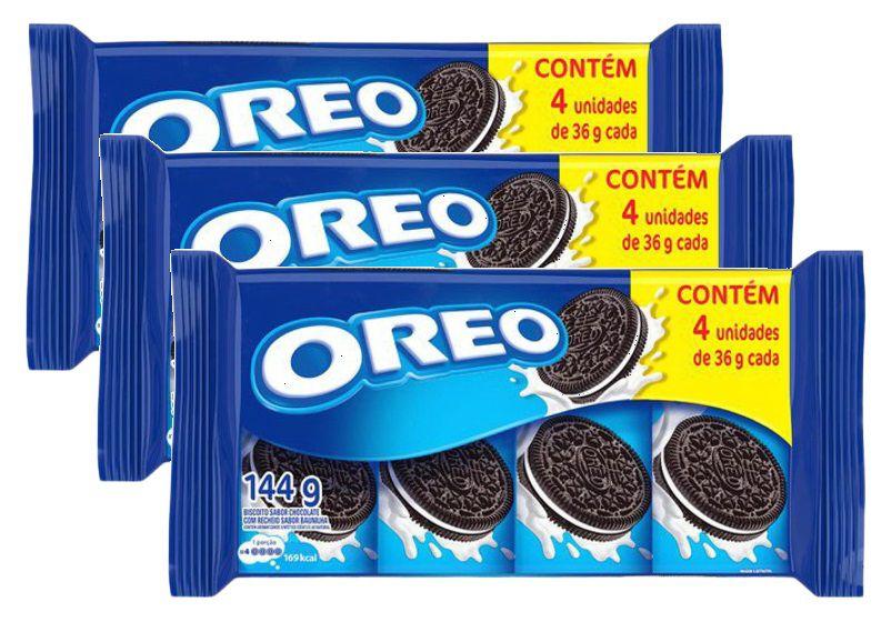 kit 3 Biscoito Oreo Recheado Sabor Baunilha Original 144g - Biscoito / Bolacha - Magazine Luiza