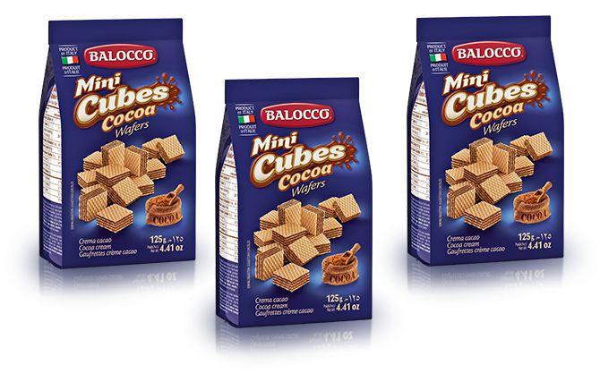 Kit 3 biscoito wafer cocoa balocco mini cubo chocolate 125g - Biscoito ...