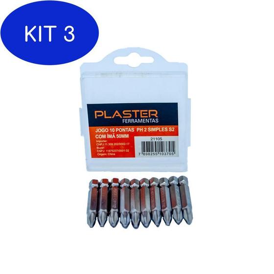 Kit 3 Bits Longo Com Imã 50Mm Plaster - Jogo de Bits - Magazine Luiza