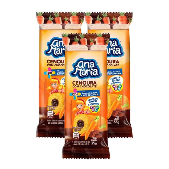 Kit 3 Bolinho Ana Maria Cenoura com Chocolate 35g - Bolo / Bolinho ...
