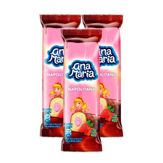 Kit 3 Bolinho Ana Maria Napolitano 42g - Bolo / Bolinho / Mini Bolo ...