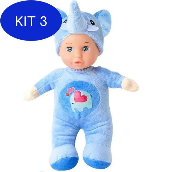 Kit 3 Boneca Com Chupeta Bebê Fofa Toca Música Barriga - Dm Toys ...