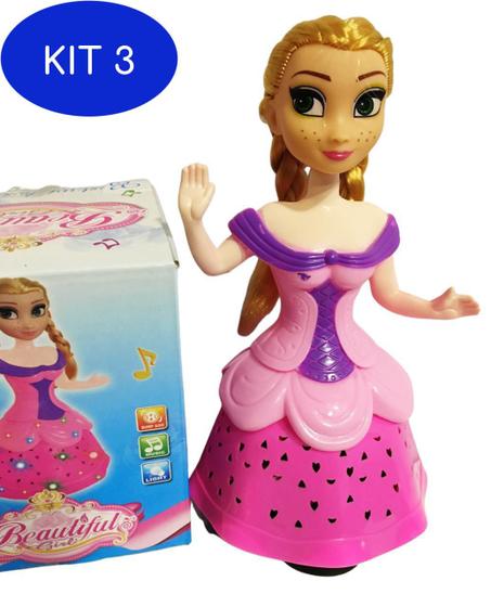 Kit 3 Boneca Musical Modelo Frozen ( Ana ) Que Canta E Dança ...
