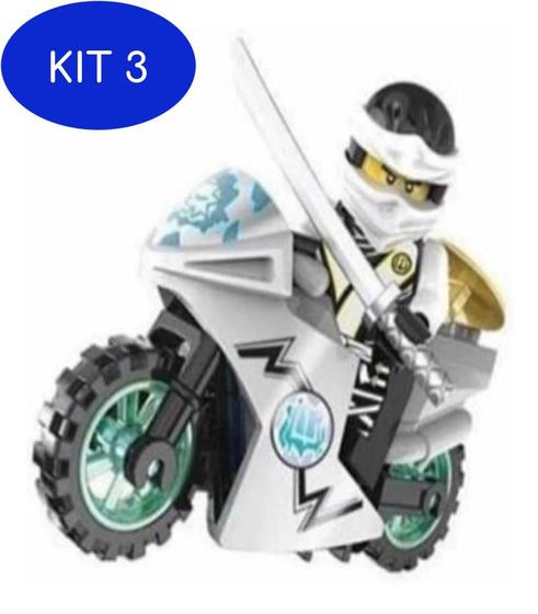 Kit 3 Boneco Blocos De Montar Moto Zane Escudo Ninja Go - Mega Block ...