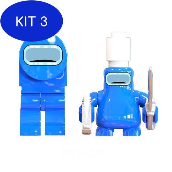 Kit 3 Boneco Minifigure Blocos De Montar Among Us Blue - Mega Block ...