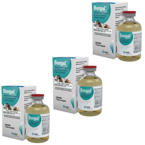 Kit 3 Borgal 10mL Ampola Bovinos Equinos Msd Saúde Animal - Farmácia ...