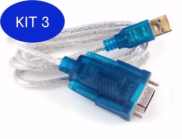 Kit 3 Cabo adaptador conversor usb serial para pc e notebook - Geaves ...