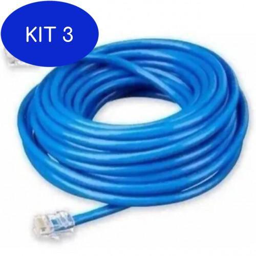 Kit 3 Cabo De Rede 15 Metros Rj45 Com Conector Rj45 Elite - Materiais ...