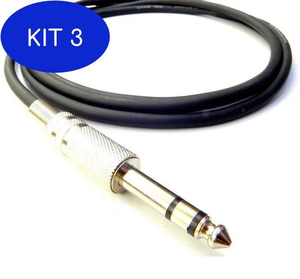 Kit 3 Cabo P10 Profissional Blindado Estéreo 5 Metros - Jc Cabos ...